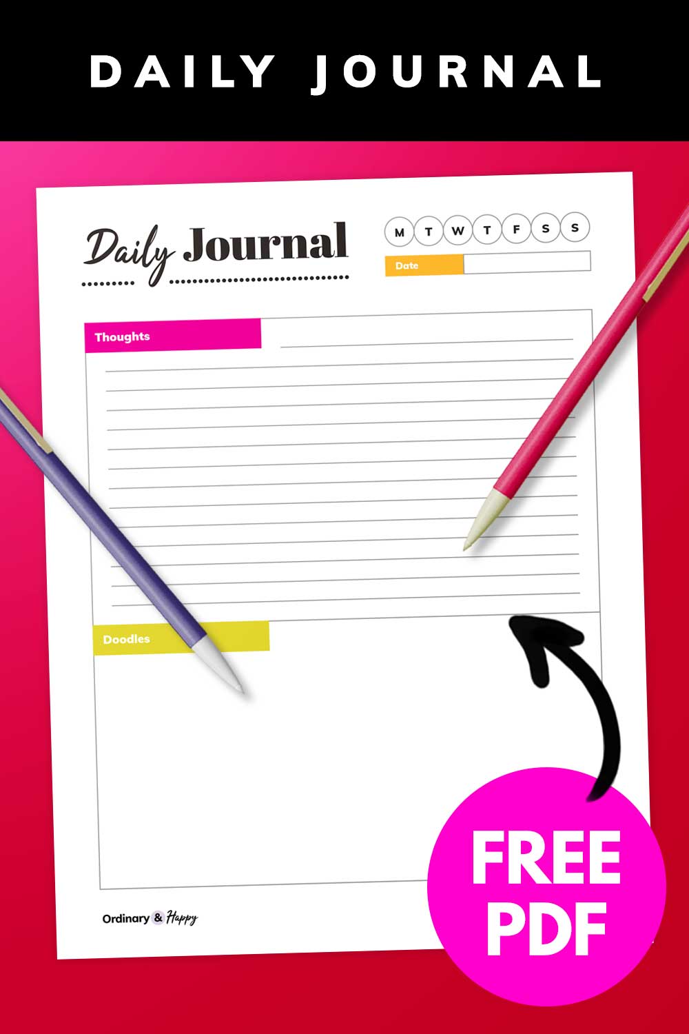 These Daily Journal Printables Will Help You Get Thoughts onto Paper ...