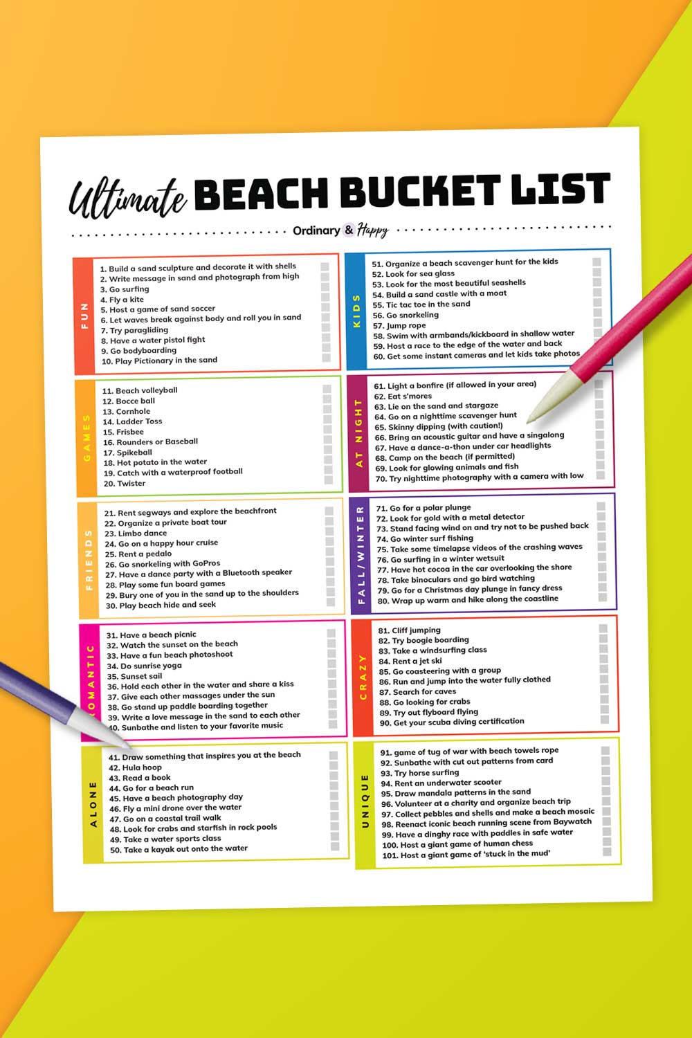 100+ Things to Do at the Beach (Bucket List) - Ordinary and Happy