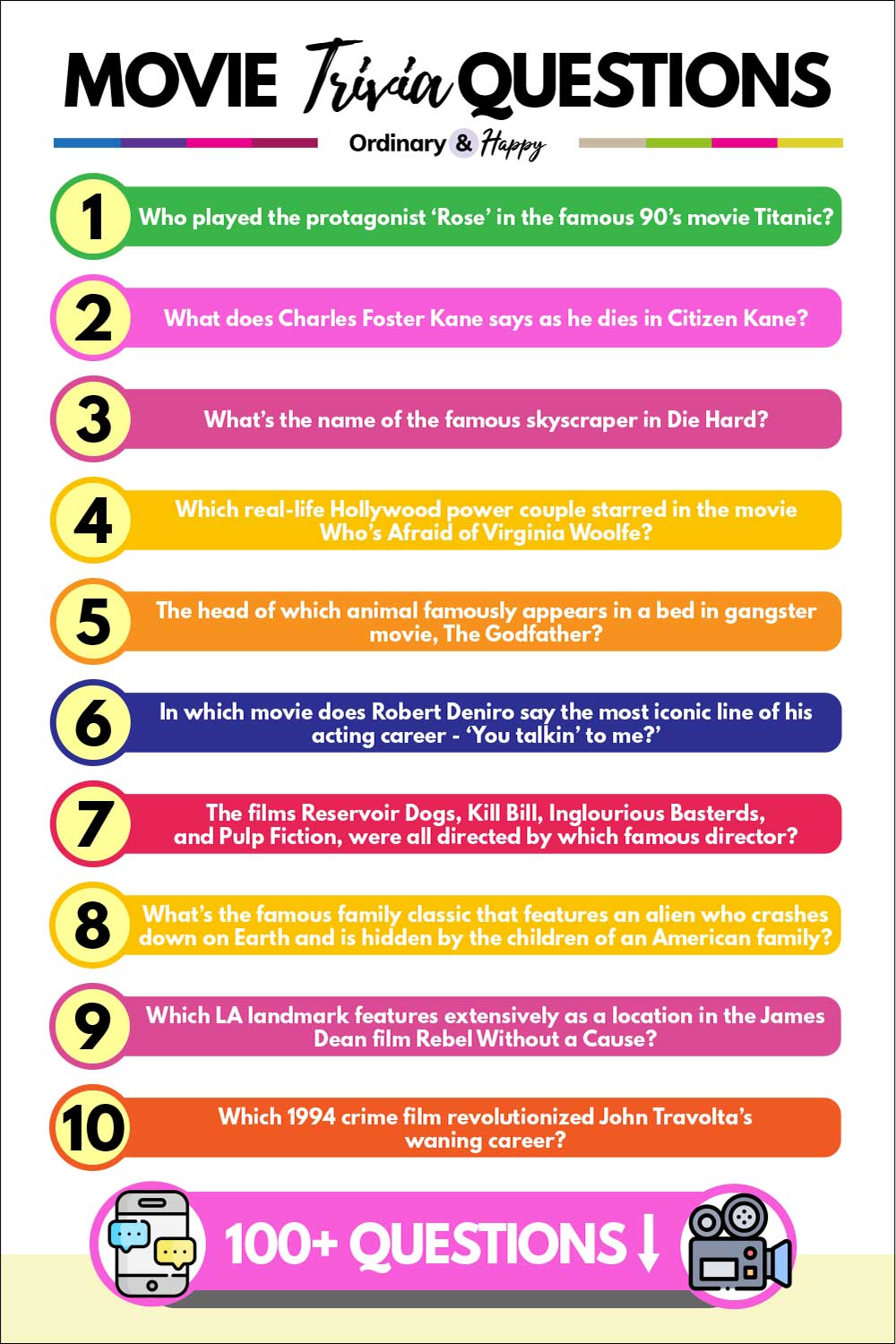 100+ Movie Trivia Questions and Answers for a Hollywood-Themed Quiz ...