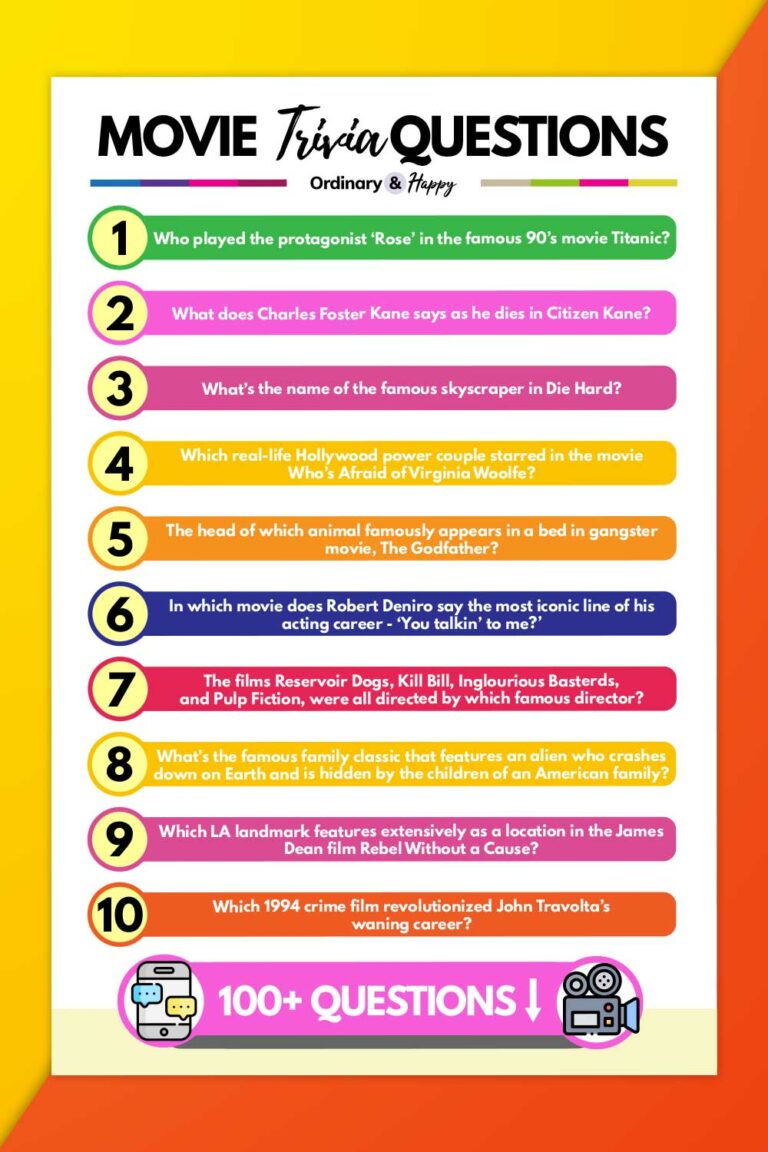 100+ Movie Trivia Questions and Answers for a Hollywood-Themed Quiz ...