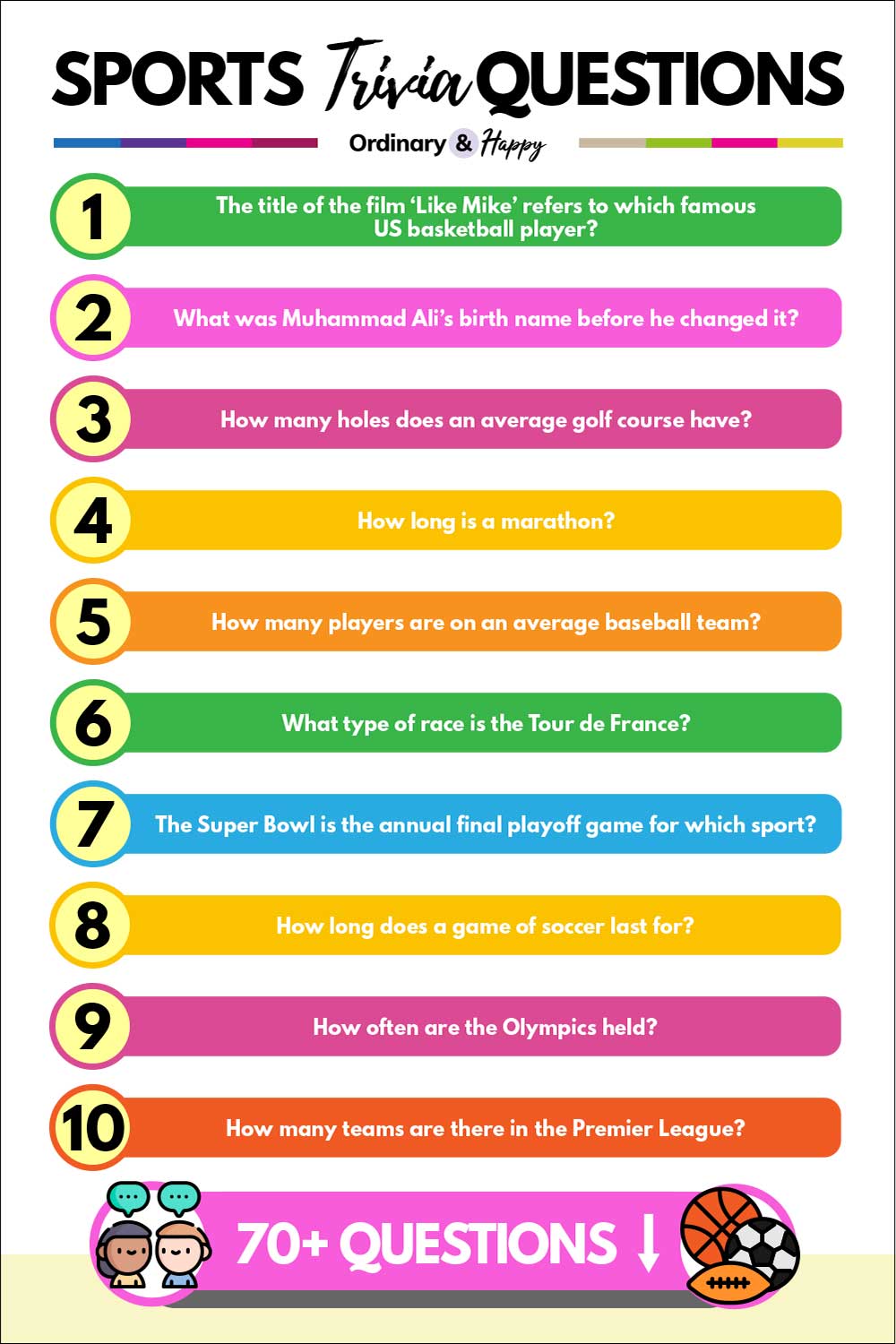 70+ Sports Trivia Questions (with Answers) for a Super Fun Challenge - Ordinary and Happy
