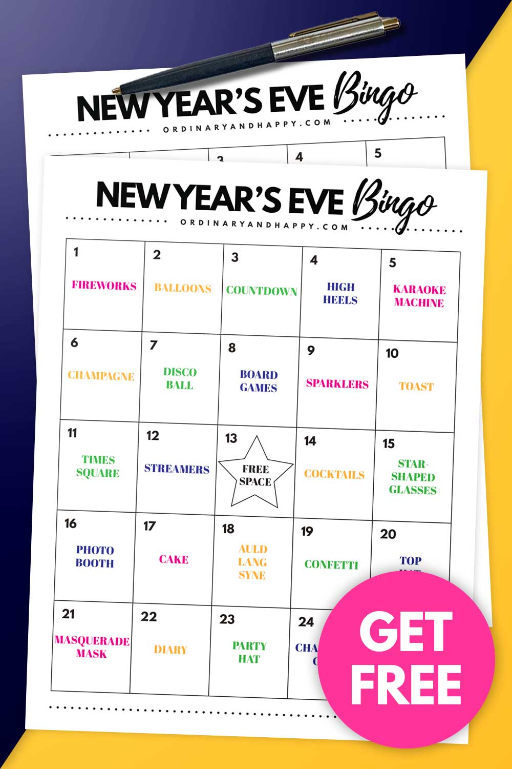 Fun and Simple Free New Year's Eve Bingo Printable - Ordinary and Happy
