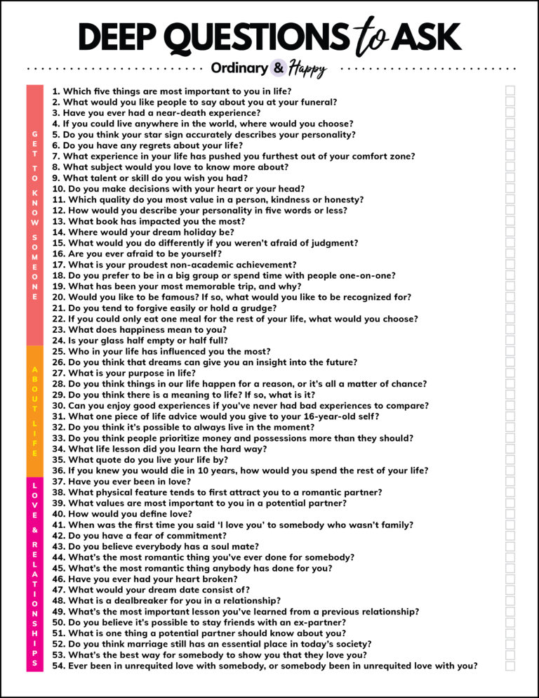 Over 200 Deep Questions to Really Get to Know Someone - Ordinary and Happy