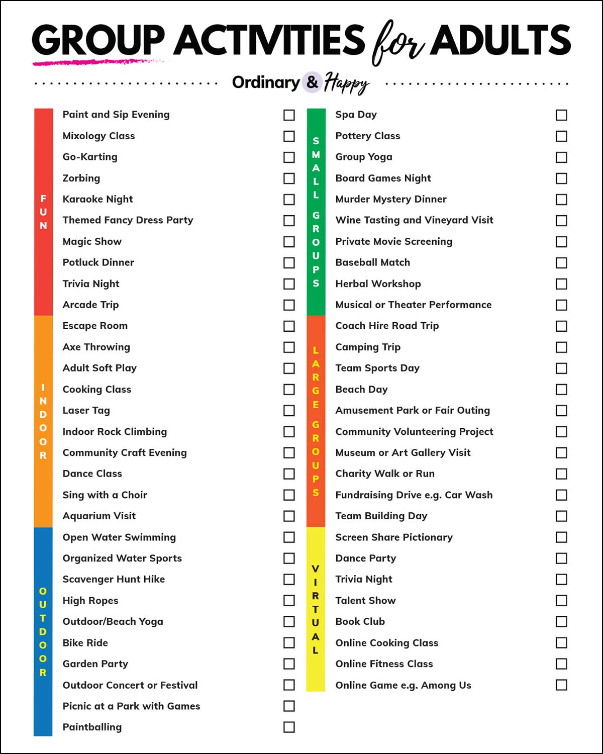 Group Activities for Adults - Over 50 Great Ideas to Plan a Fun Get ...