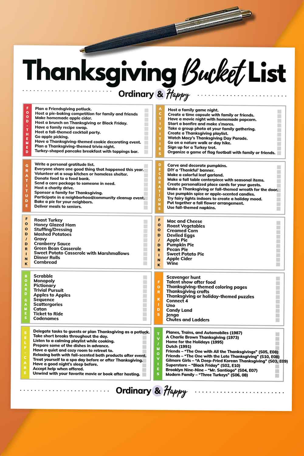 Thanksgiving Bucket List: 100+ Ideas for a Magical Celebration with ...