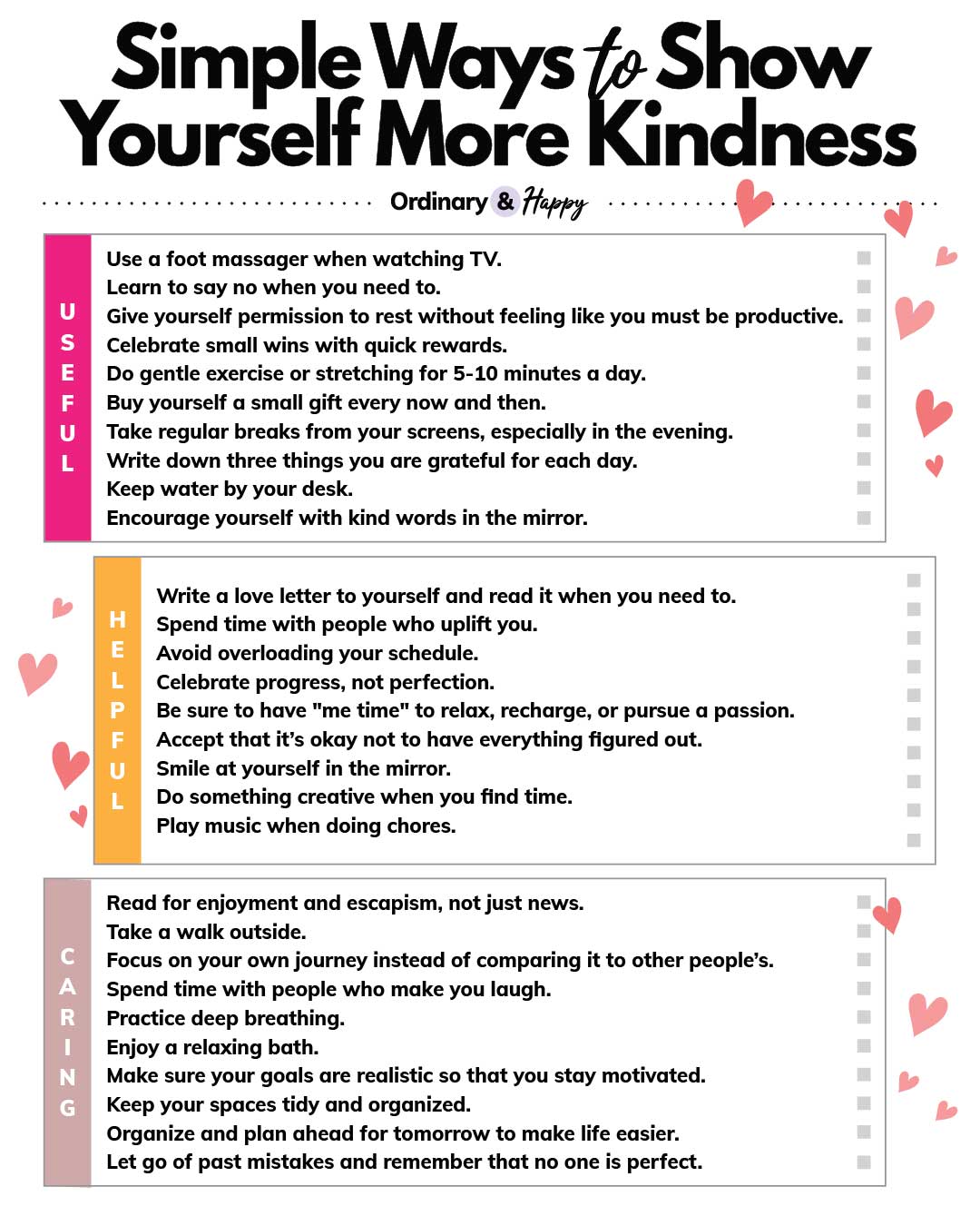 Simple Ways to Show Yourself More Kindness - Ordinary and Happy