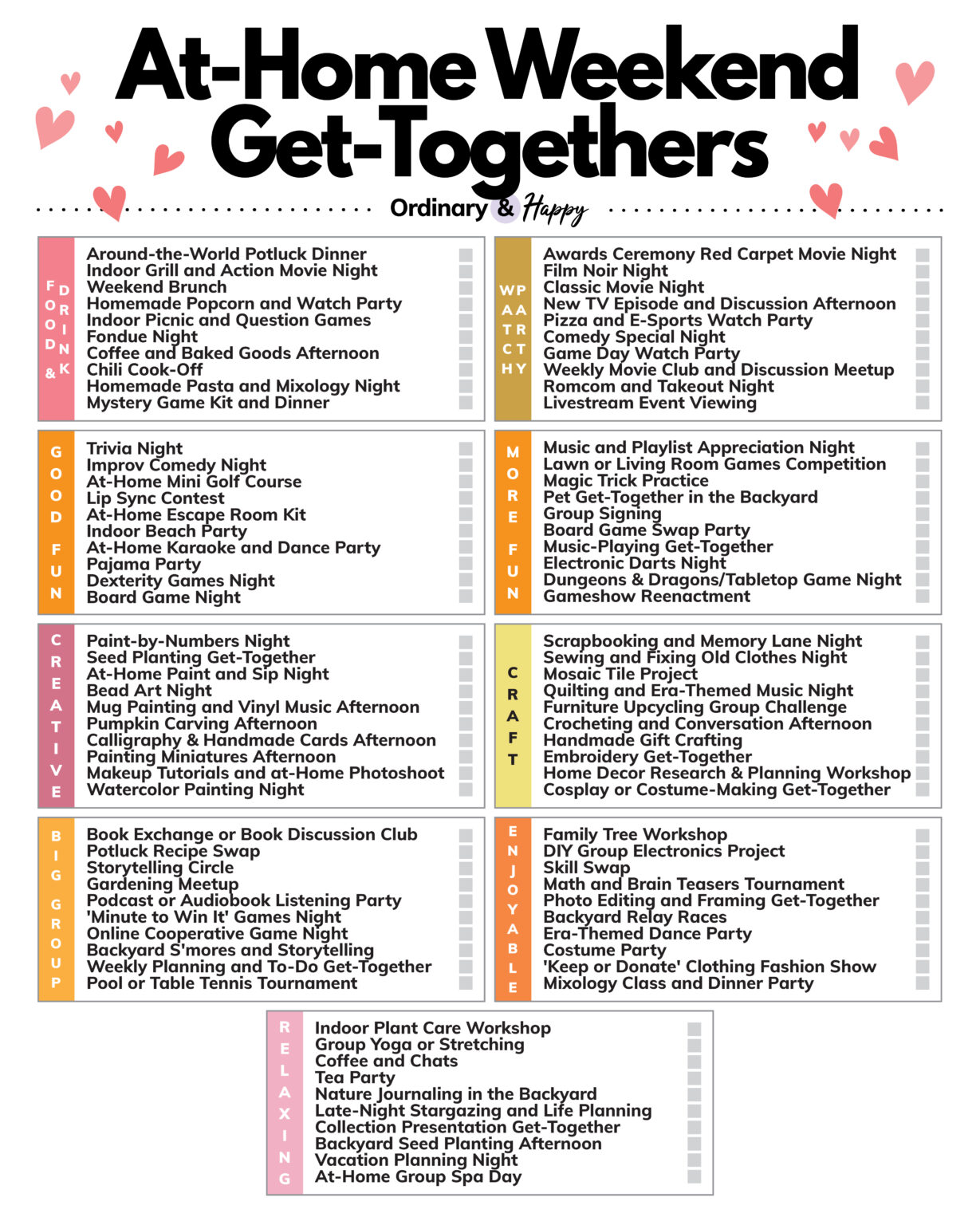 90 At-Home Weekend Get-Togethers Everyone Will Enjoy! - Ordinary and Happy