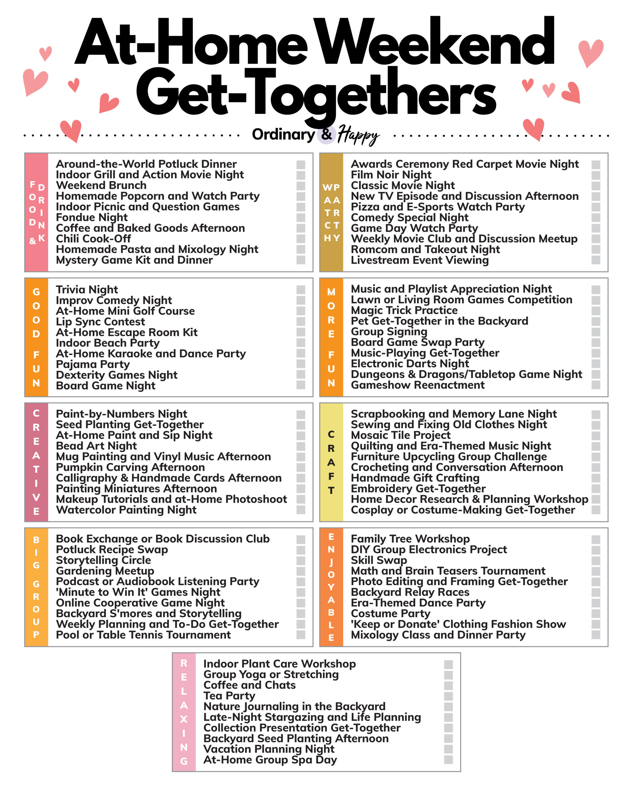 90 At-Home Weekend Get-Togethers Everyone Will Enjoy! - Ordinary and Happy