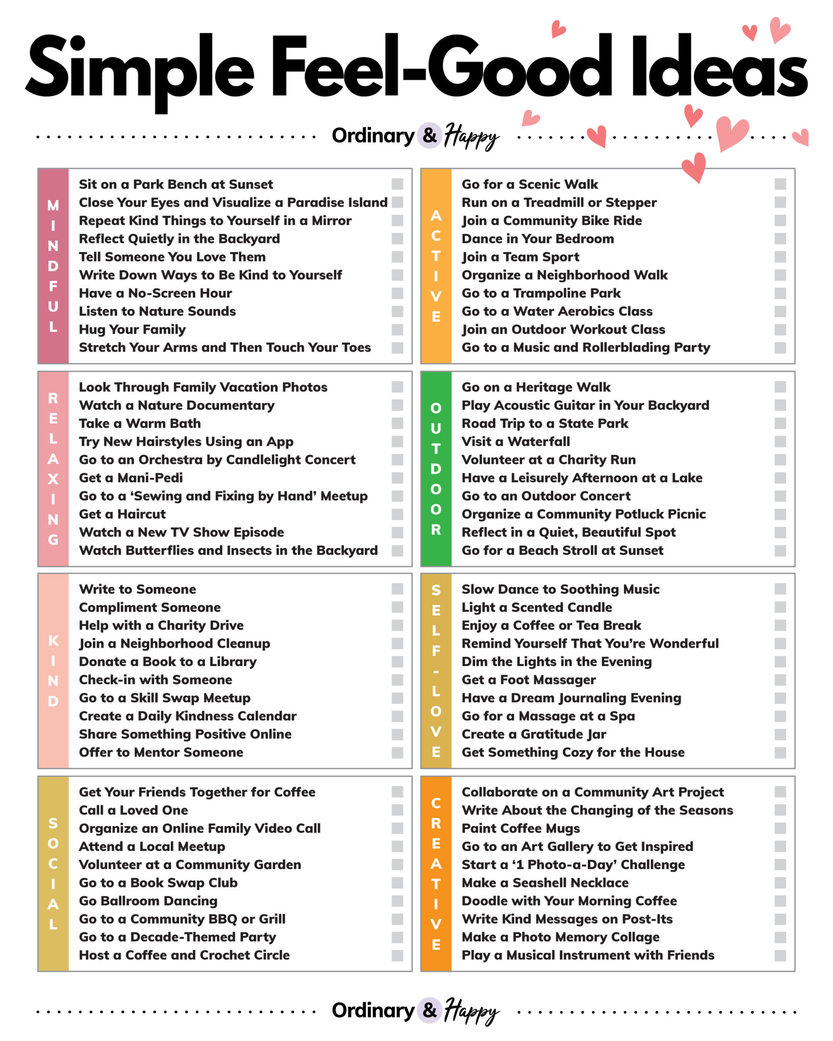 80 Simple Feel-Good Ideas to Help You Feel Great - Ordinary and Happy