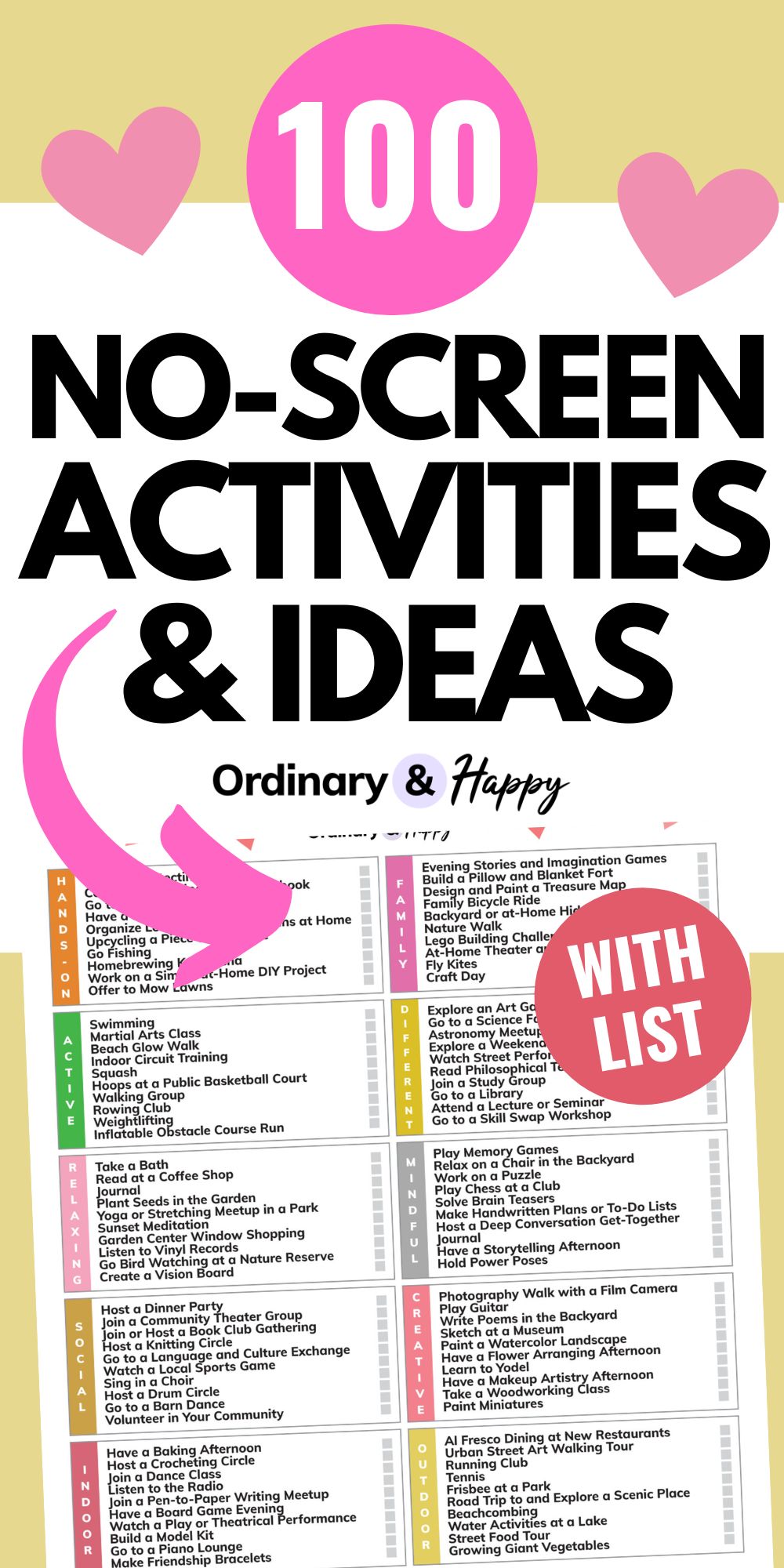 100 Really Fun No-Screen Activity Ideas - Ordinary and Happy