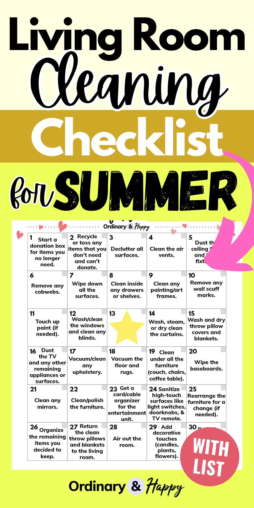 Use This Living Room Cleaning Checklist for Summer to Reset the Heart ...