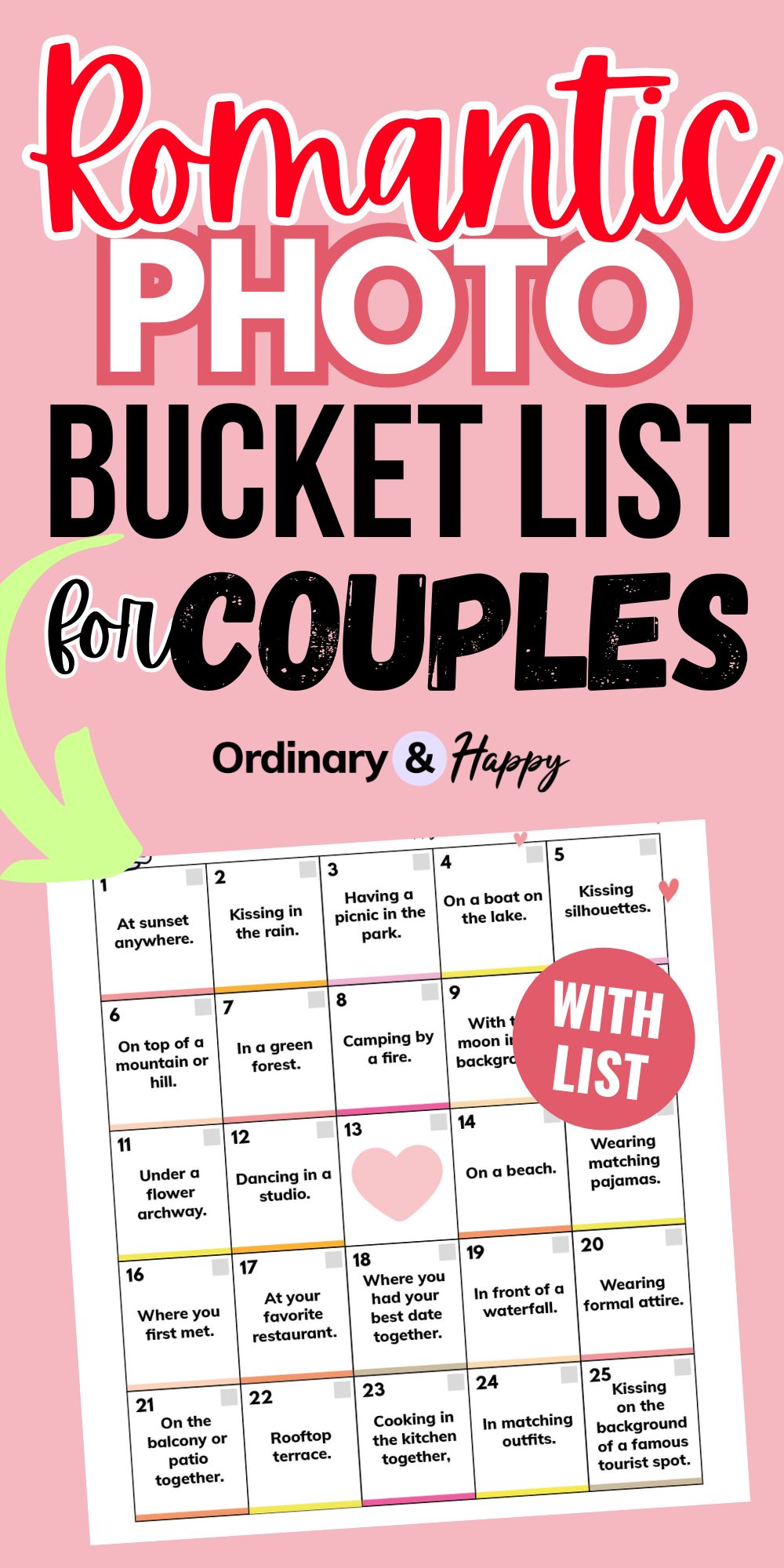 Make Beautiful Memories With Our Romantic Photo Bucket List Ideas for ...