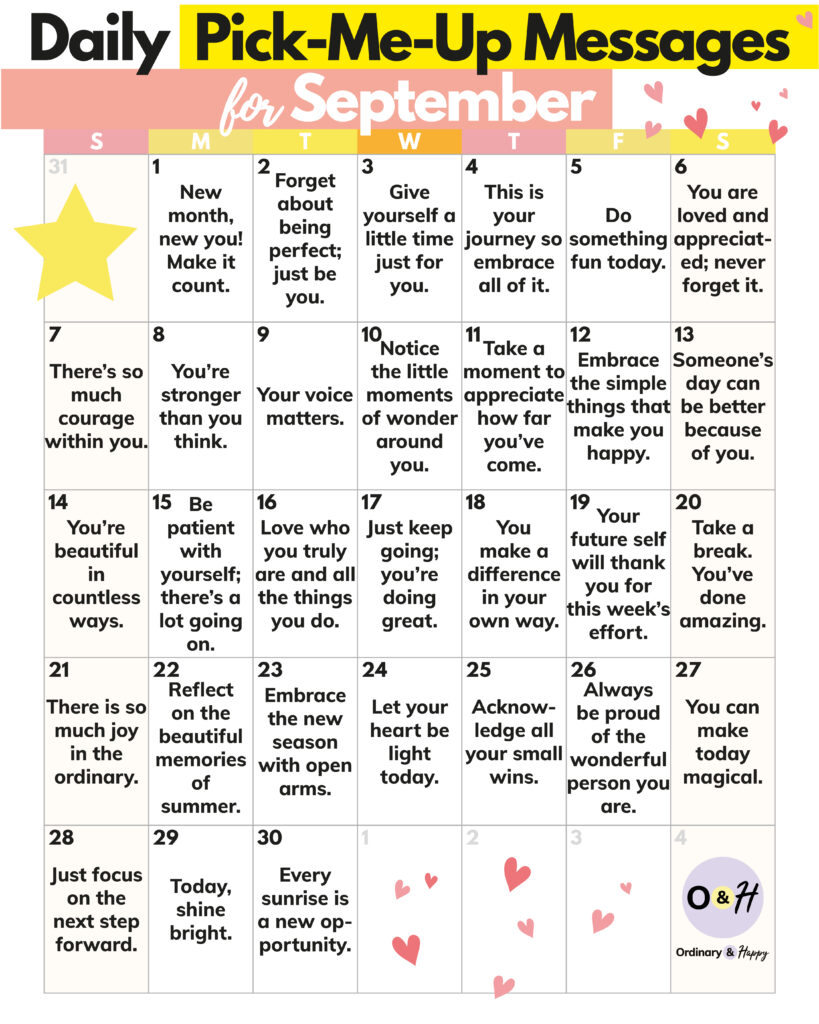 30 Days of Daily Pick-Me-Ups for September - Ordinary and Happy