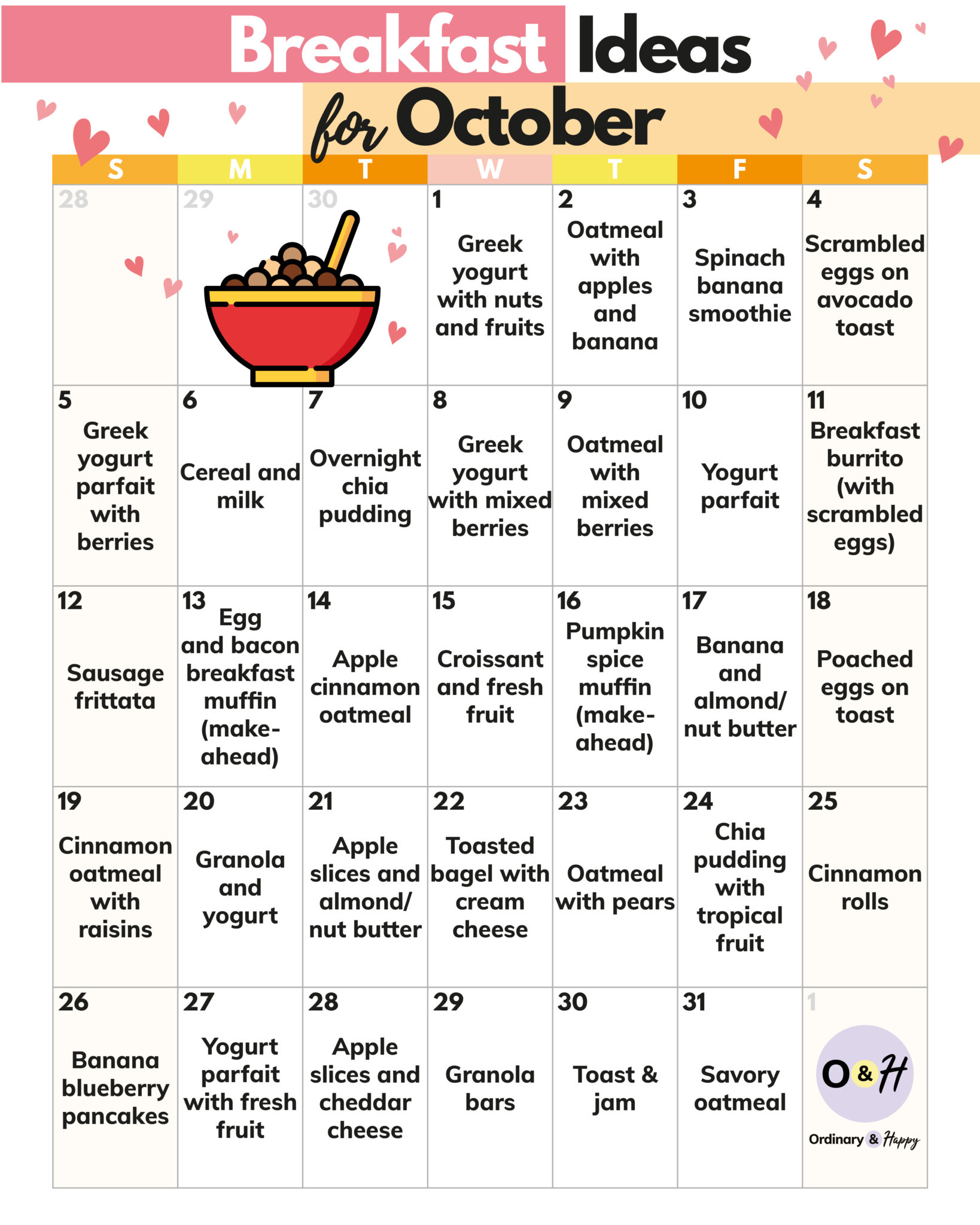 Food Ideas for October: What to Make for Dinner, Lunch, Breakfast, and ...