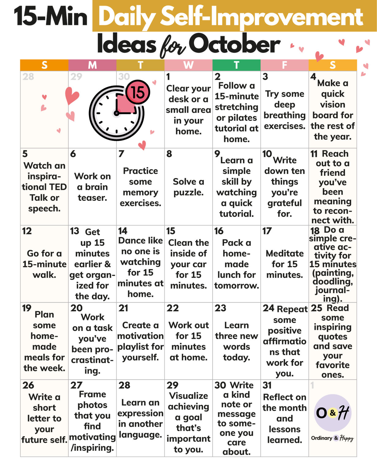 15-Minute Self-Improvement Ideas for the Month of October - Ordinary ...