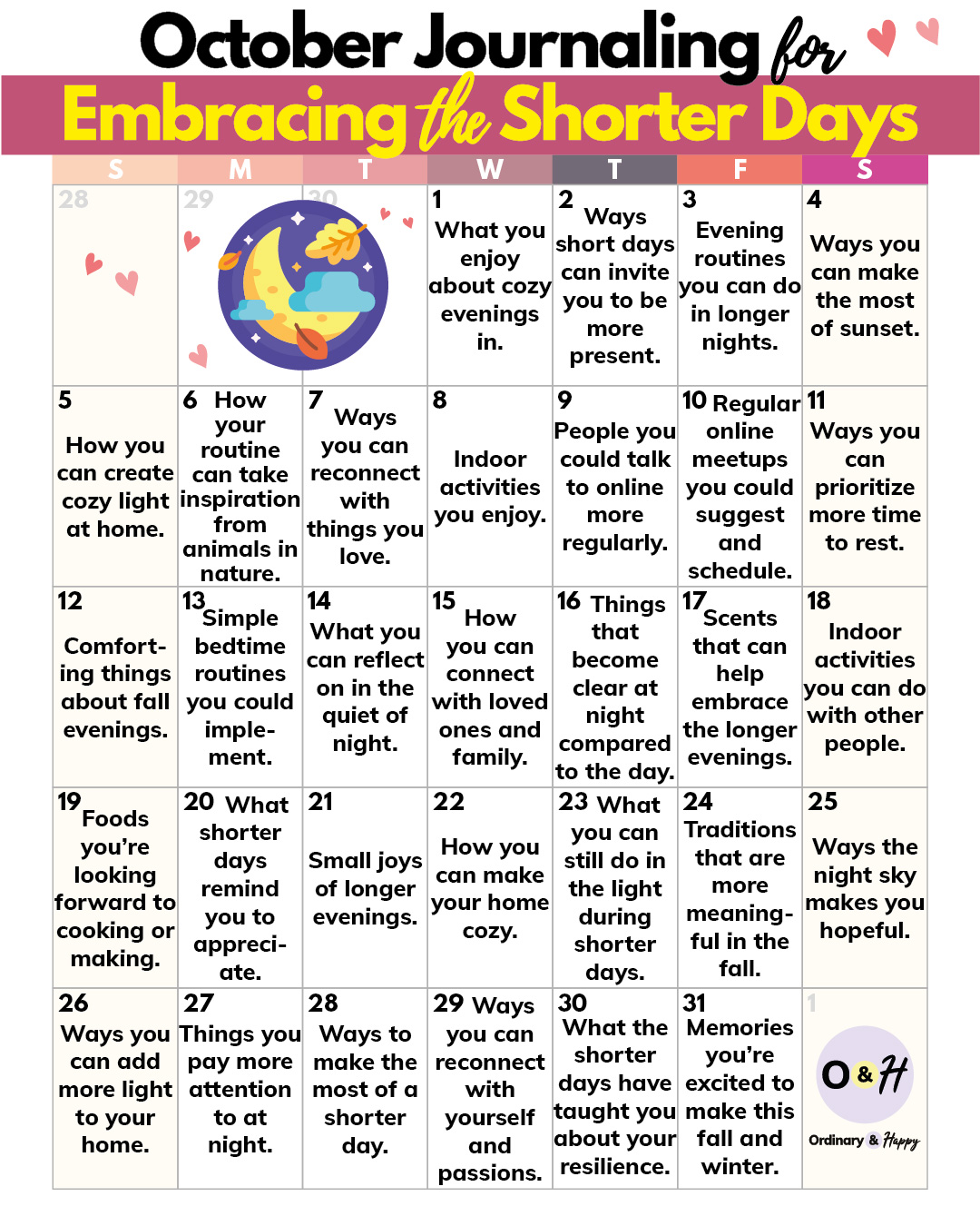 Journal Until Your Heart's Content With Our October Journaling Prompts ...