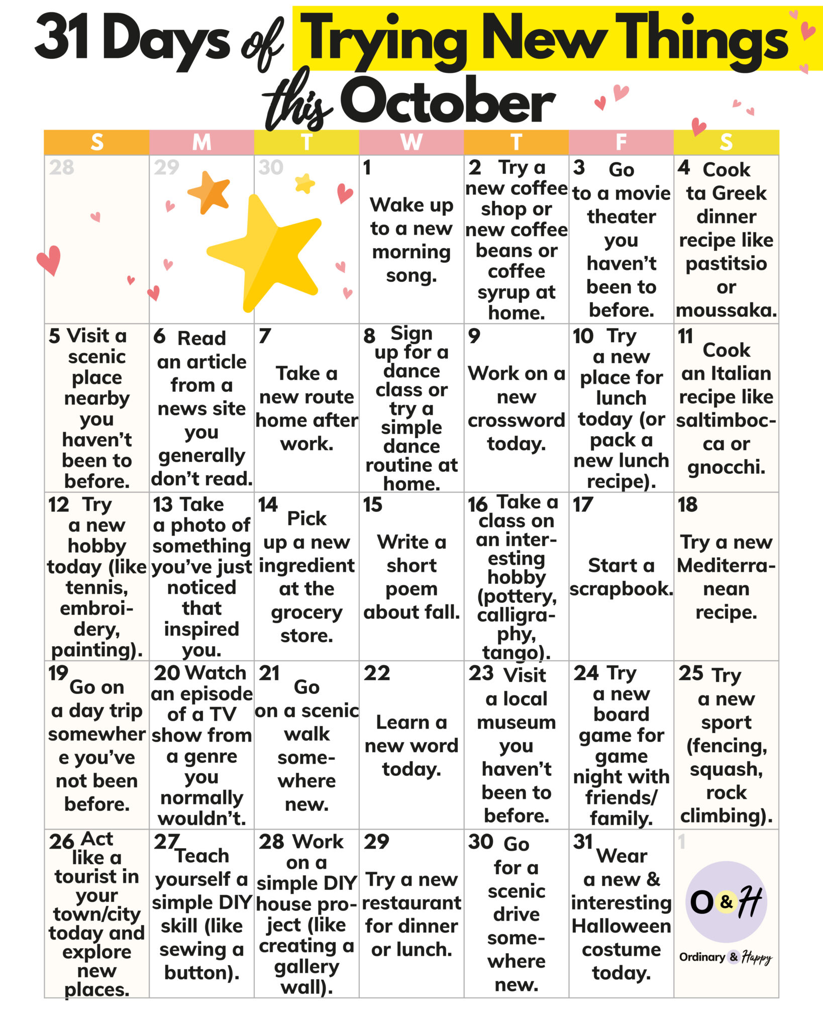 Get Inspired With Our Fun Activities for October - Ordinary and Happy