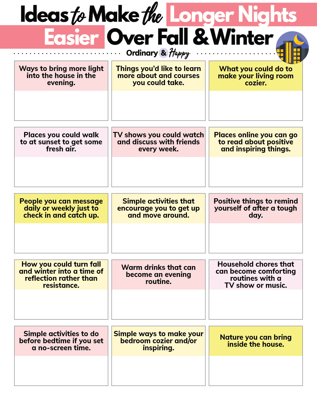 How to Make the Longer Nights Easier this Fall and Winter (With Planner ...