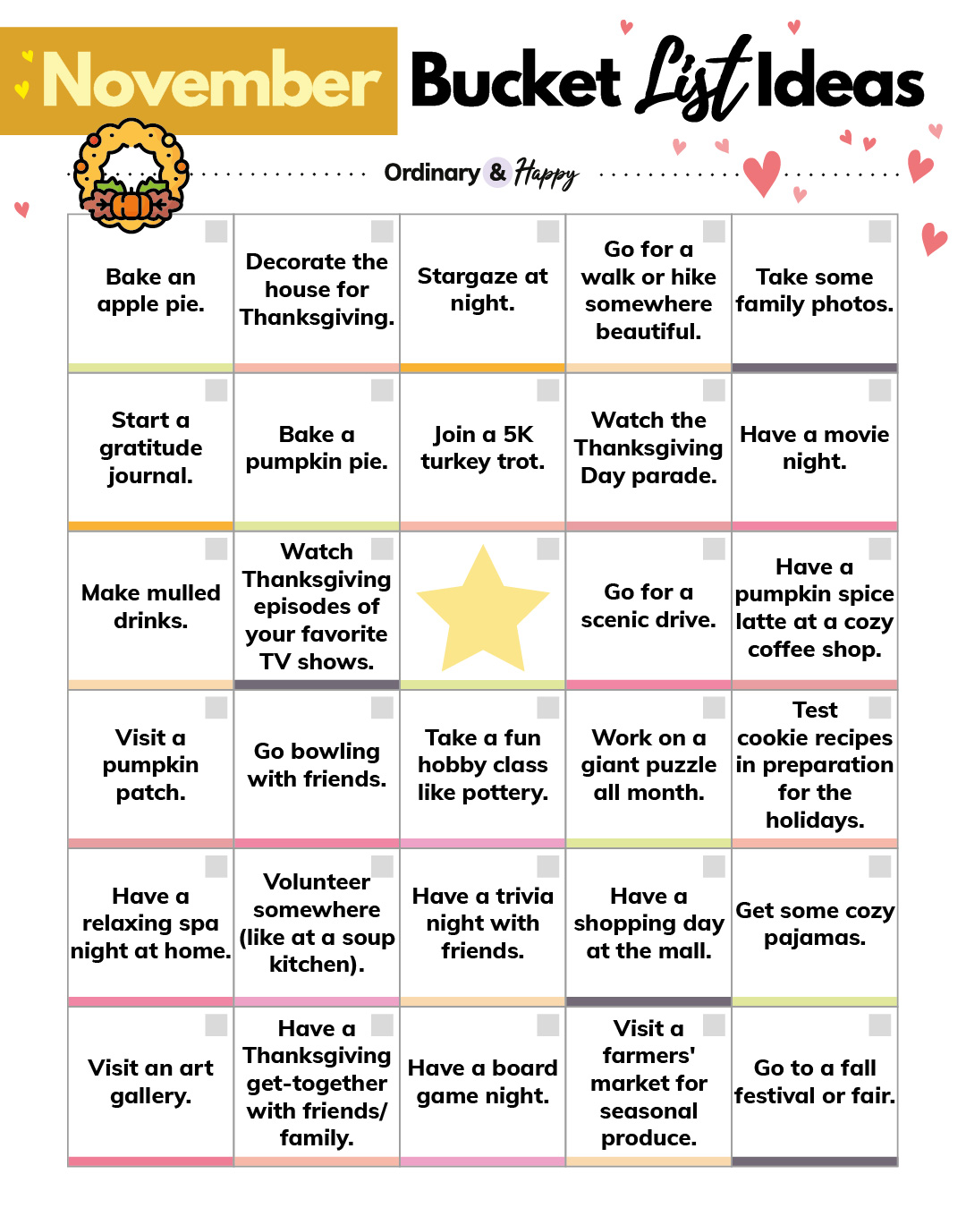 Make the Month Memorable With Our November Bucket List Ideas - Ordinary ...