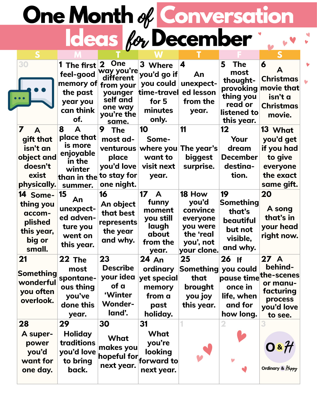 31 Days of Conversations for December - Ordinary and Happy