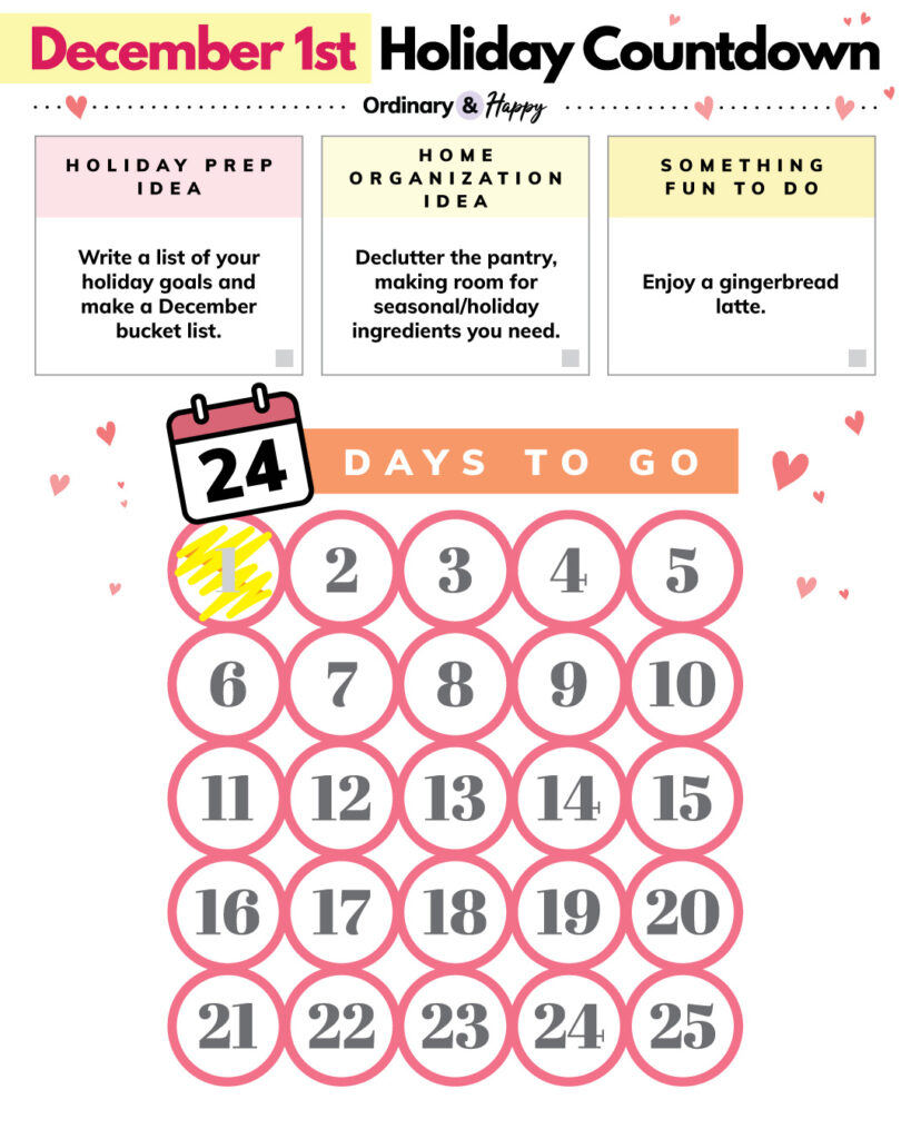 December 1st Daily Planner (Holiday Countdown, Prep, and More ...