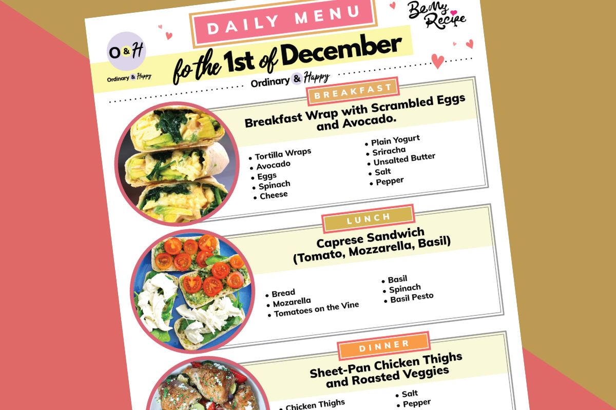 Weekly Meal Ideas for December 1-6 - Ordinary and Happy