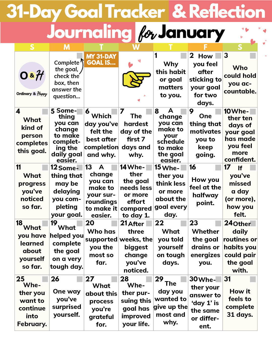 One Month of Goal-Tracking and Reflection Journaling for January ...