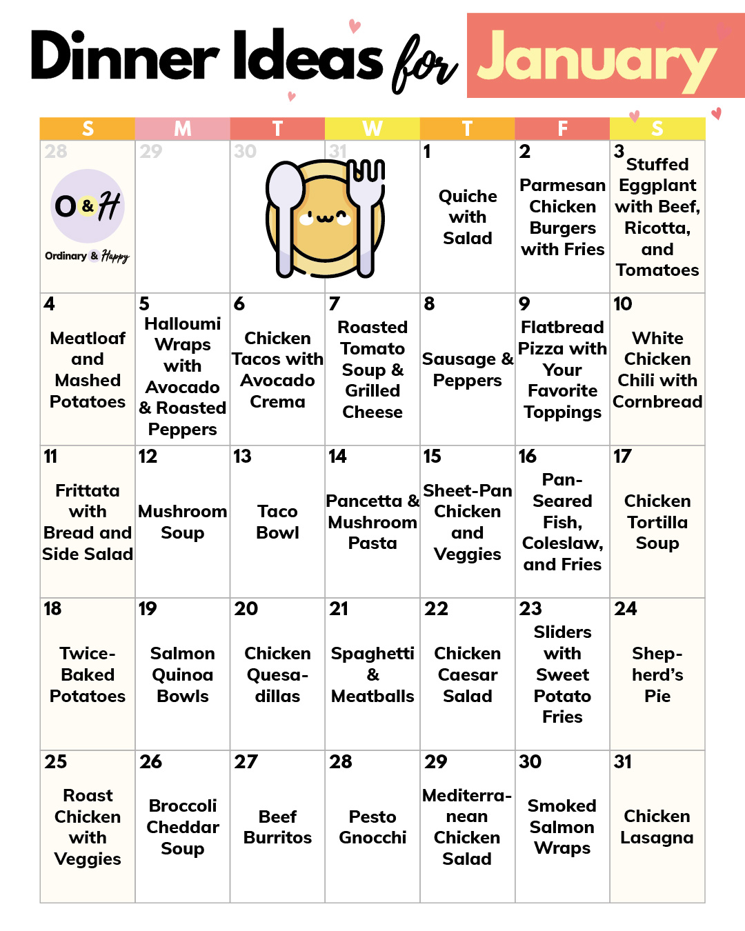 January Food Ideas (Dinner Ideas, Breakfast, and More) - Ordinary and Happy