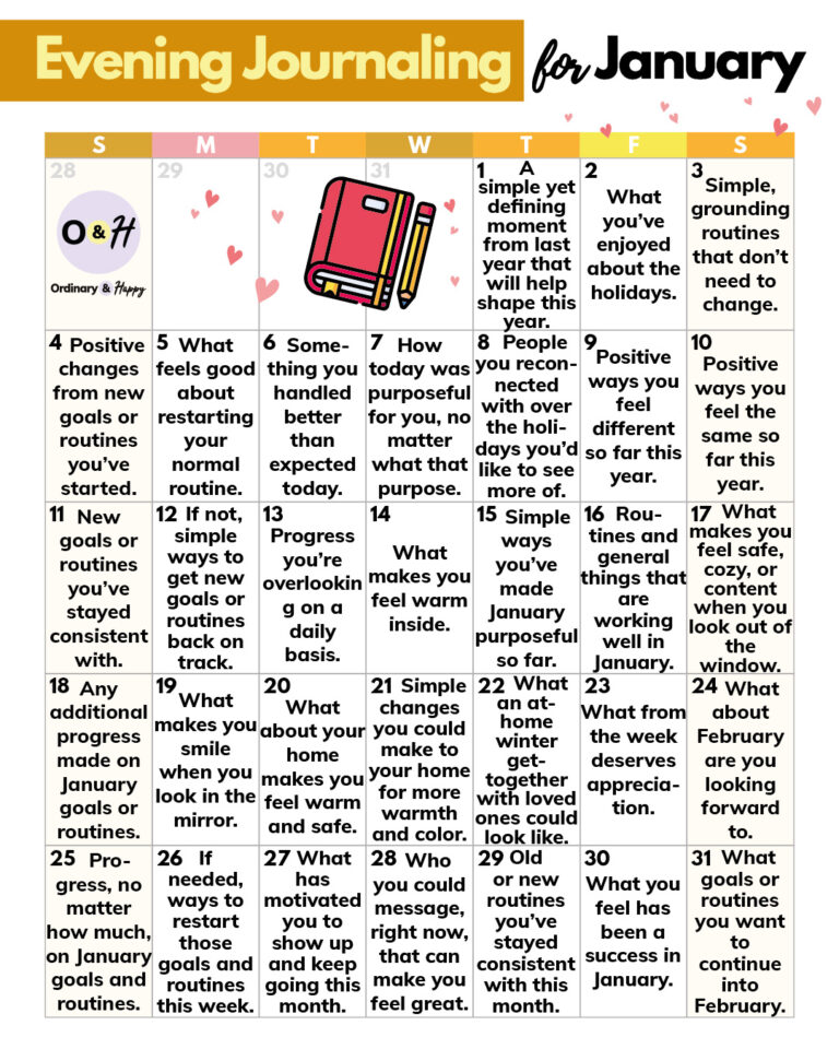 Evening Journaling for January (Routines, Reflection, and More ...
