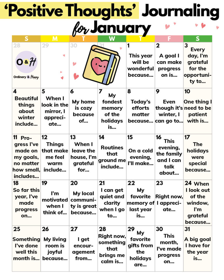 January 'Positive Thoughts' Journaling for an Optimistic Outlook ...
