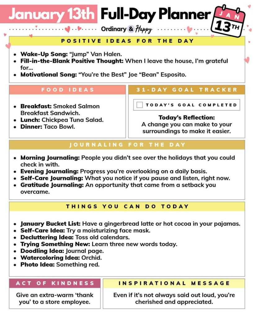 Daily Planner January 13th (Stay Consistent and Get Inspired ...