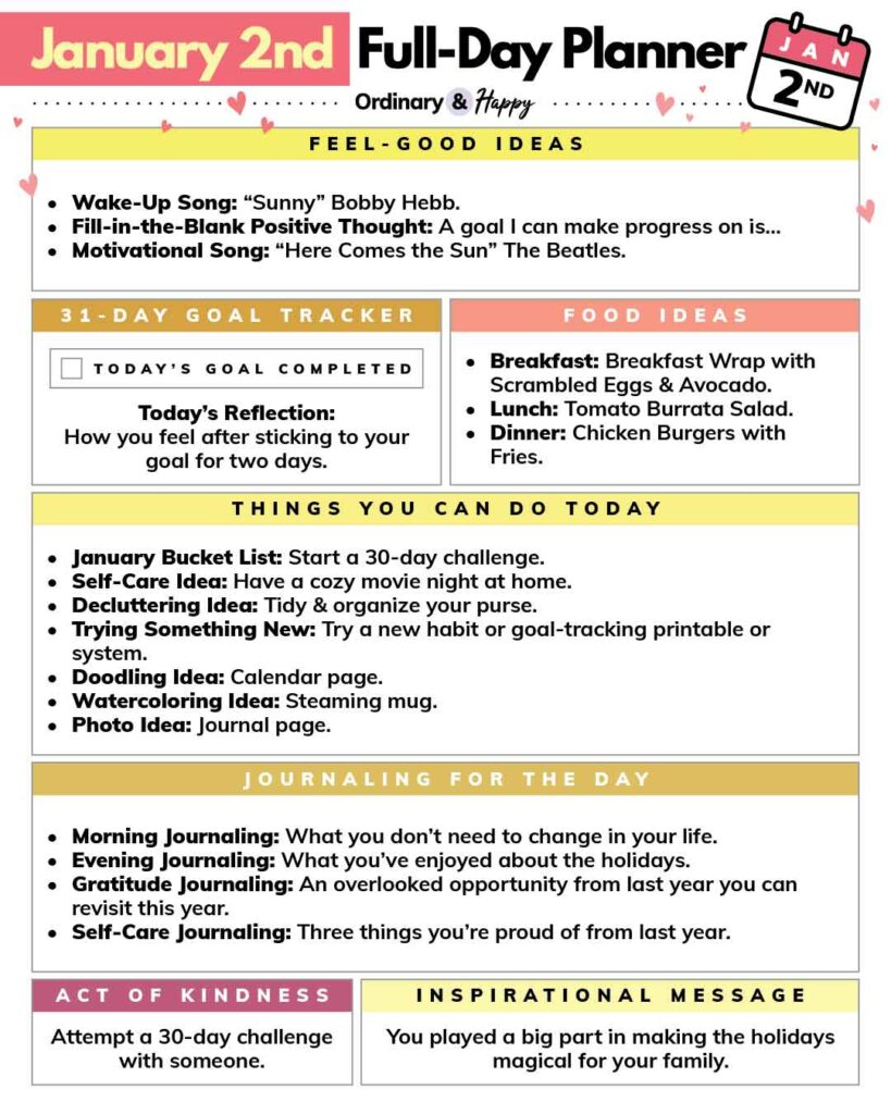 Daily Planner for January 2nd (Momentum, Inspiration, and More ...