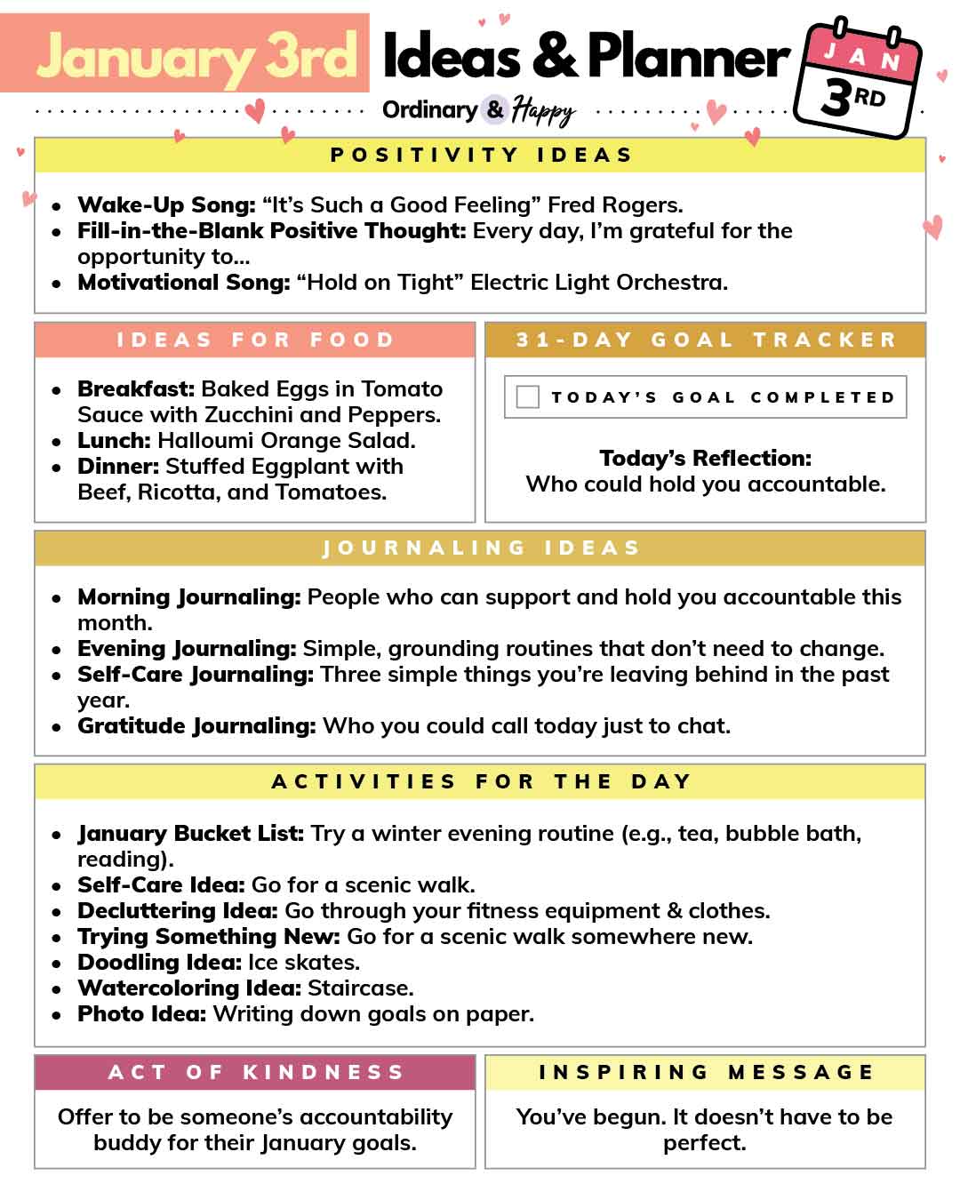 Daily Planner January 3rd (Stay On Track and Get Inspired) - Ordinary ...