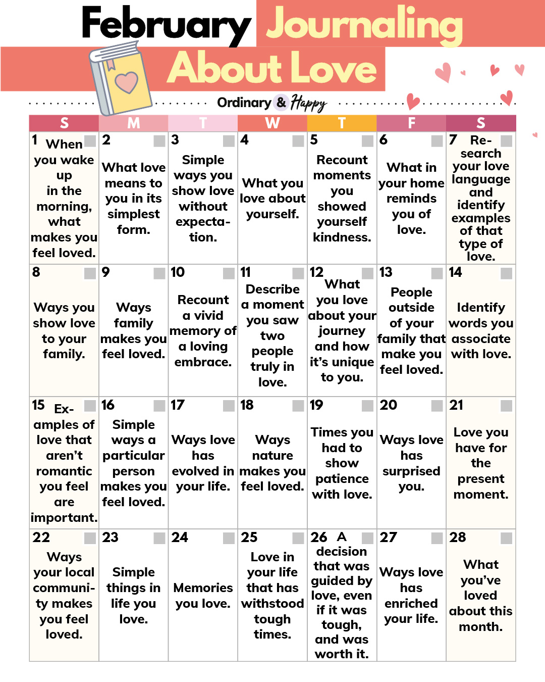 Journaling About Love in February - Ordinary and Happy