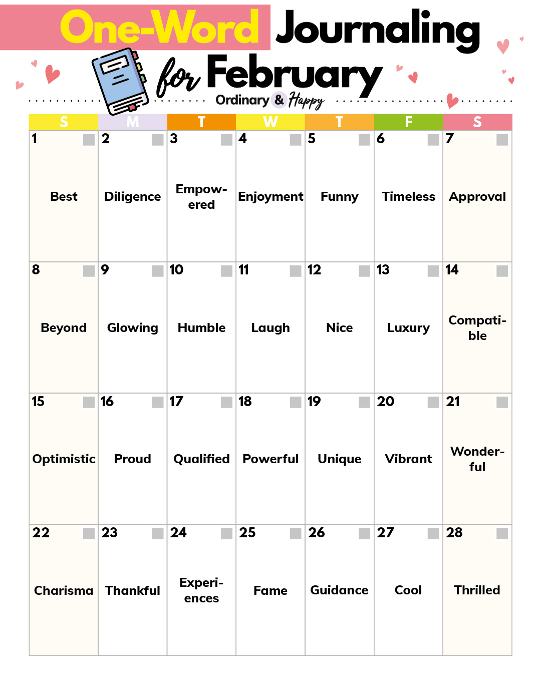 February One-Word Journaling (Great Way to Start Journaling) - Ordinary ...