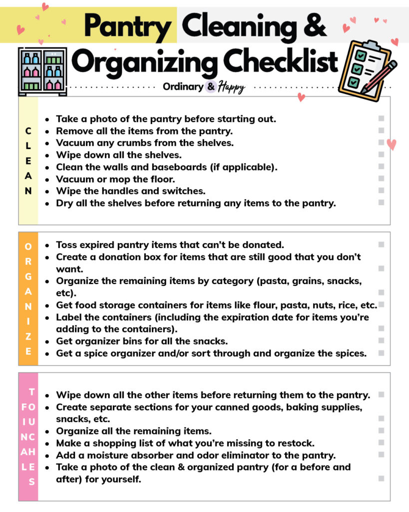 Pantry Cleaning and Organization Checklist - Ordinary and Happy