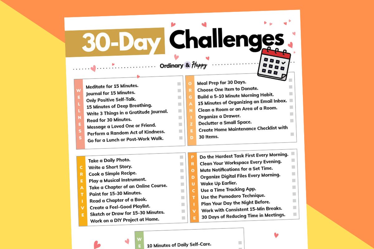 30-Day Challenge Ideas (Great Habits or Routines to Build) - Ordinary ...