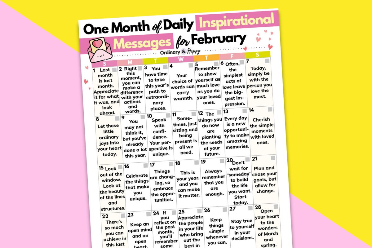 Daily Inspirational Messages for February - Ordinary and Happy