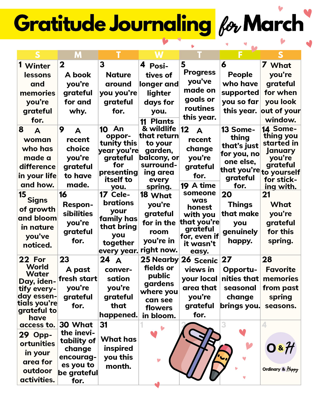 March Journaling Ideas (Positive Morning, Gratitude, and More ...
