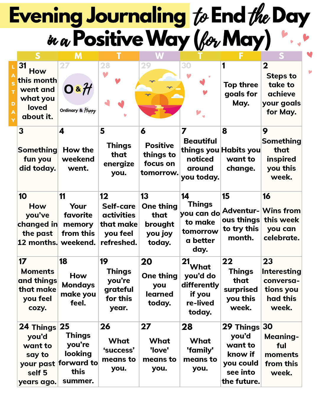 May Evening Journaling Ideas - Ordinary and Happy