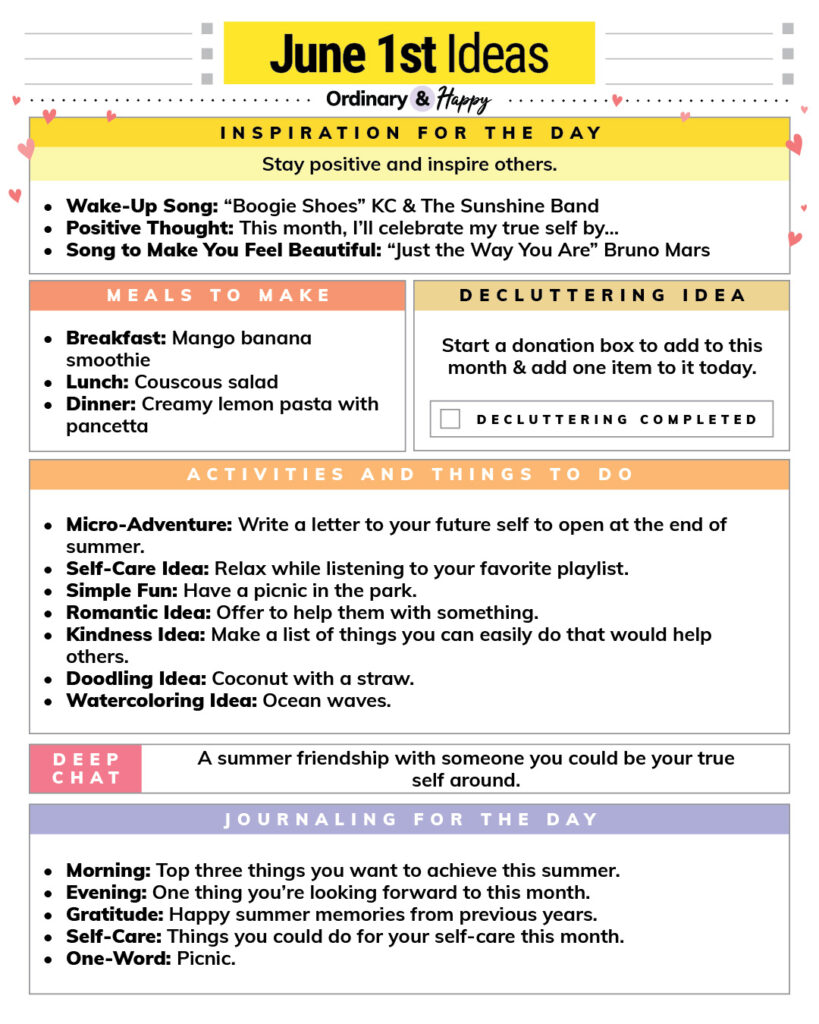 June 1st Planner (Start Summer in Style) - Ordinary and Happy