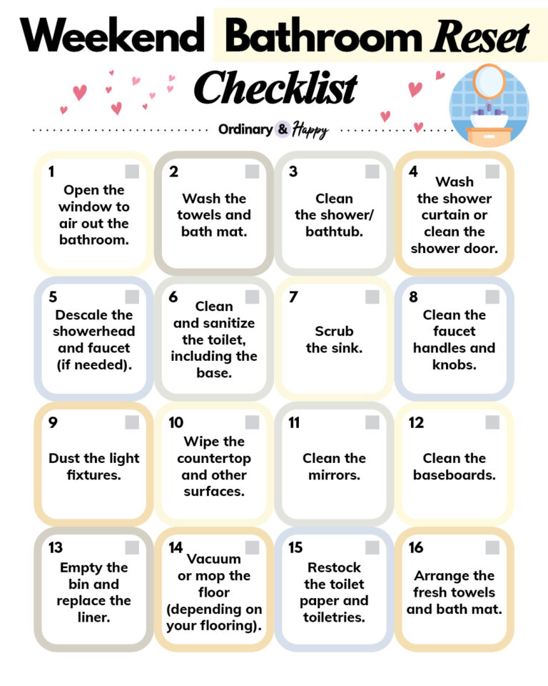 Weekend Home Reset Checklists - Ordinary and Happy