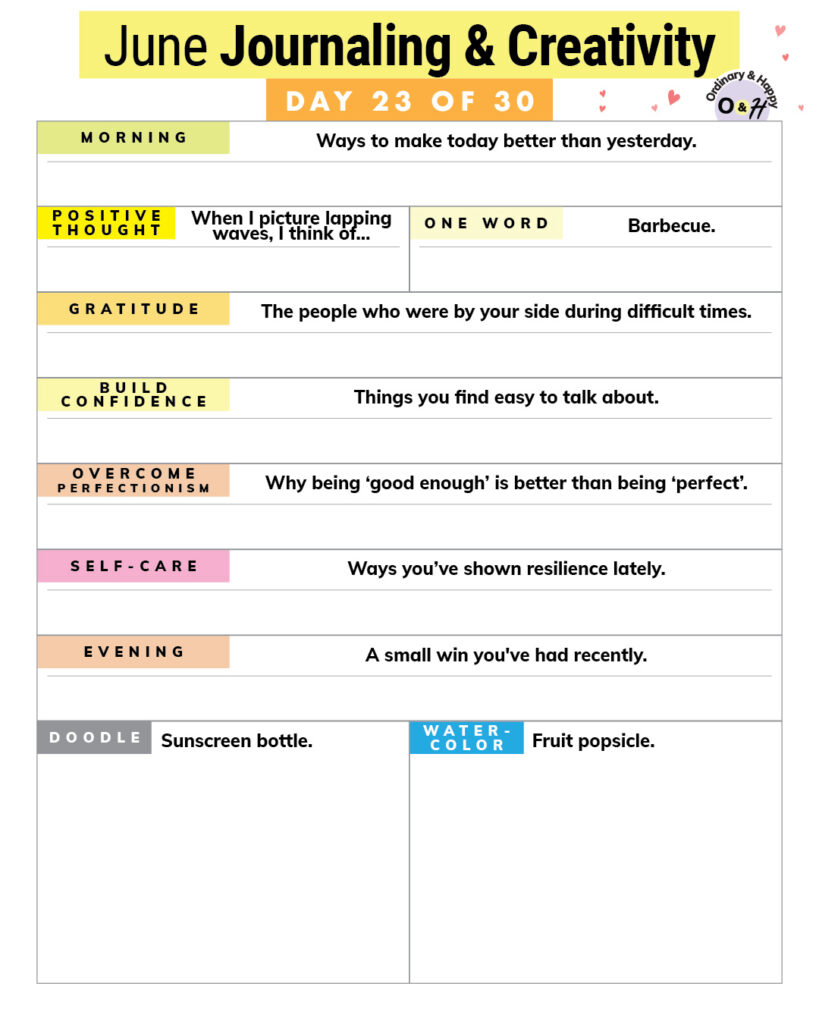 June 23rd Planner (Late-June Inspiration) - Ordinary and Happy