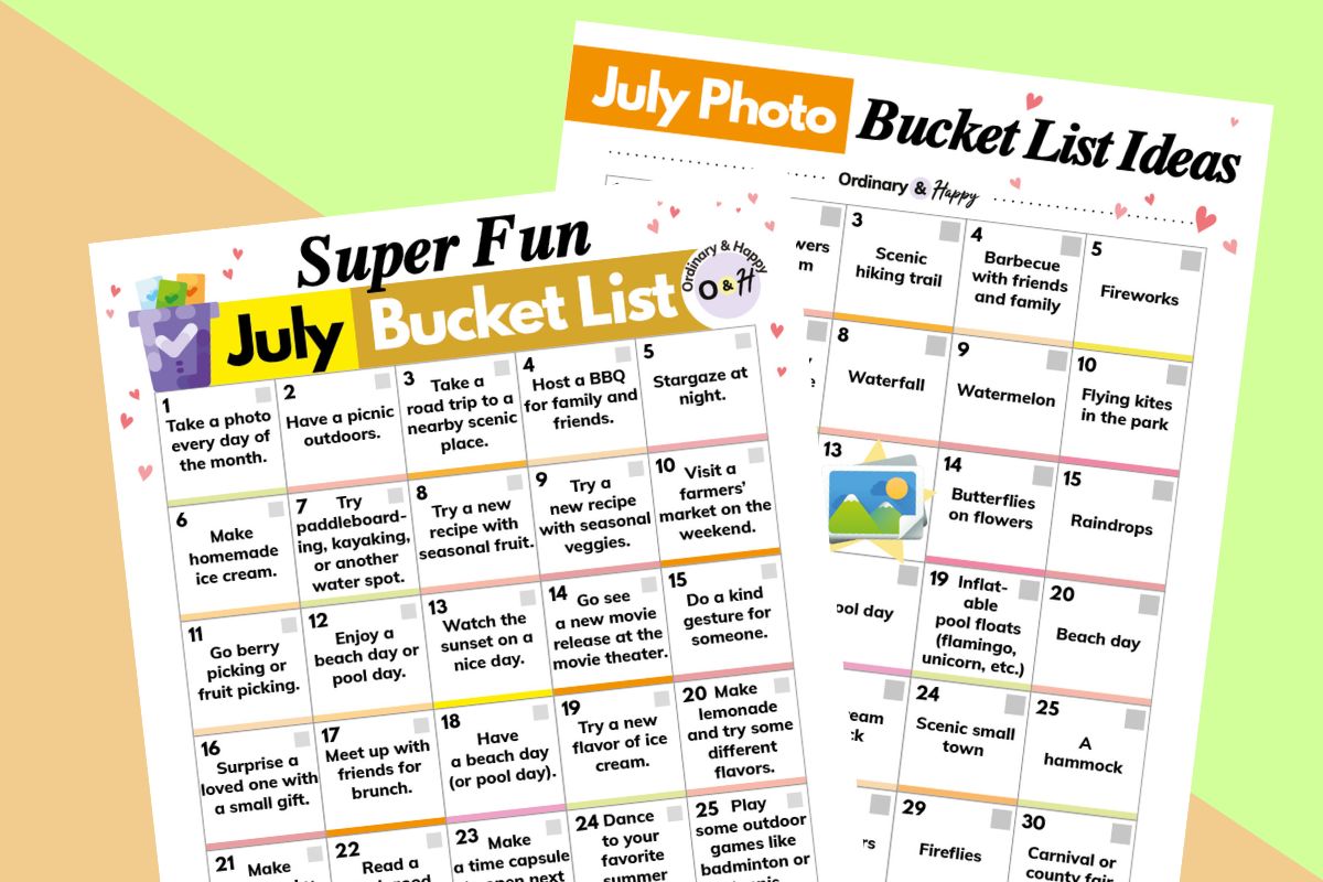 July Bucket List and Photo Bucket List - Ordinary and Happy